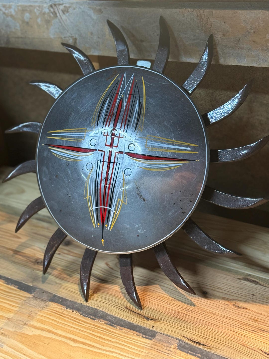 Red, Yellow, & White Pinstriped Rotary Hoe Cultivator Disc Wall Art - Etsy