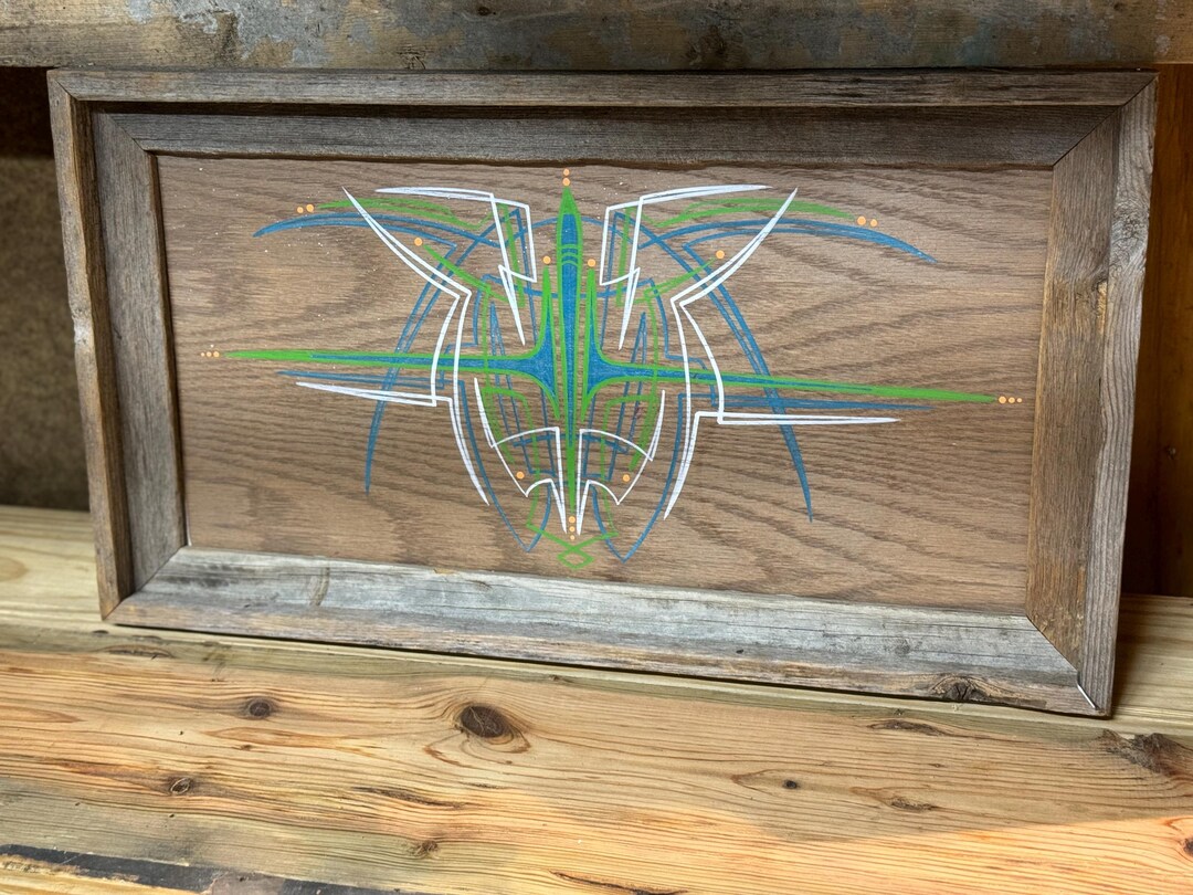 Rustic Reclaimed Wood Frame & Pinstriped Wall Art - Etsy