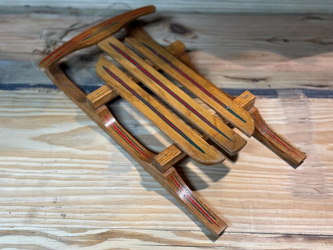 Pinstriped Wooden Sleigh - Etsy