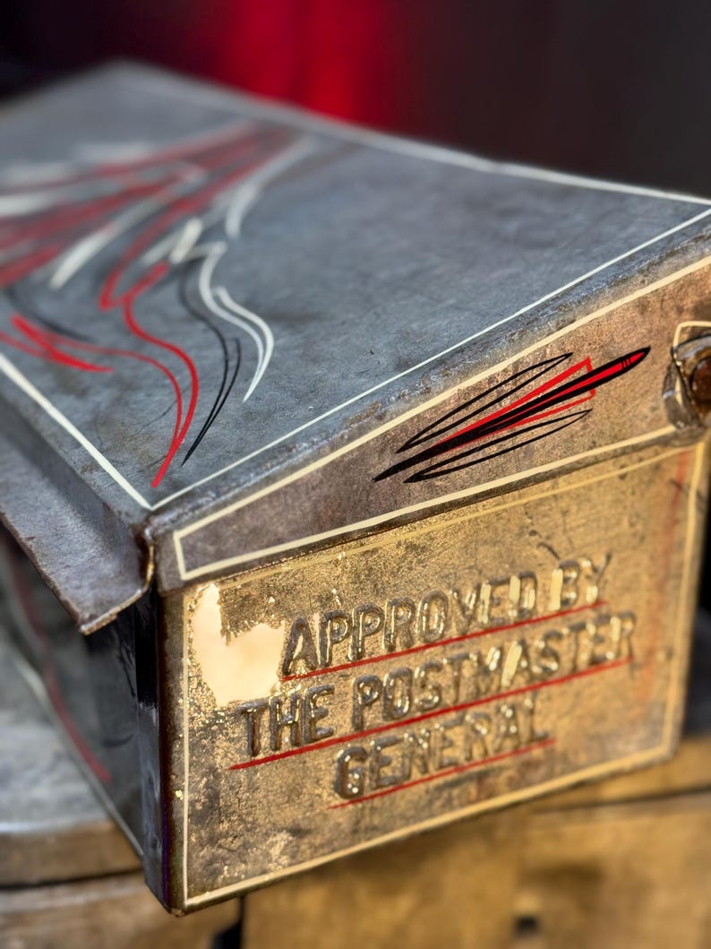 Hand Pinstriped Galvanized Wall-mounted Mailbox - Etsy