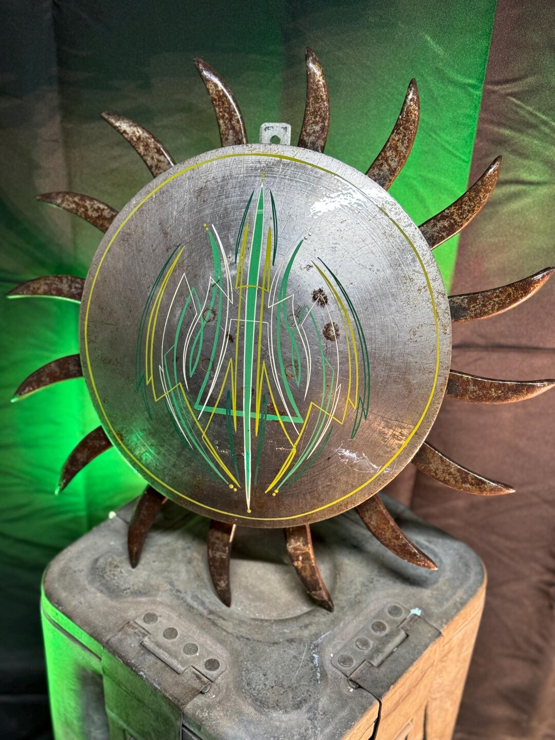 Green Pinstriped Rotary Hoe Cultivator Disc Wall Art - Etsy