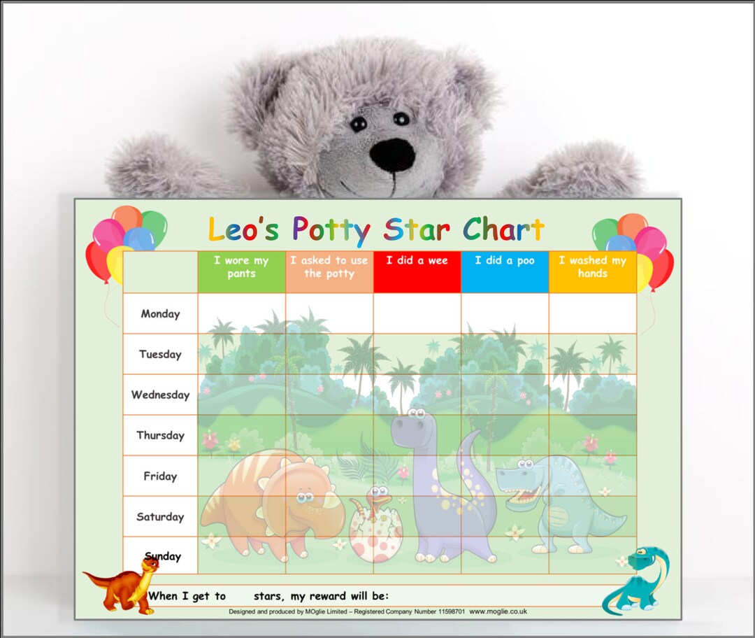 POTTY TOILET TRAINING Reward Star Chart Personalised Girls Boys ...