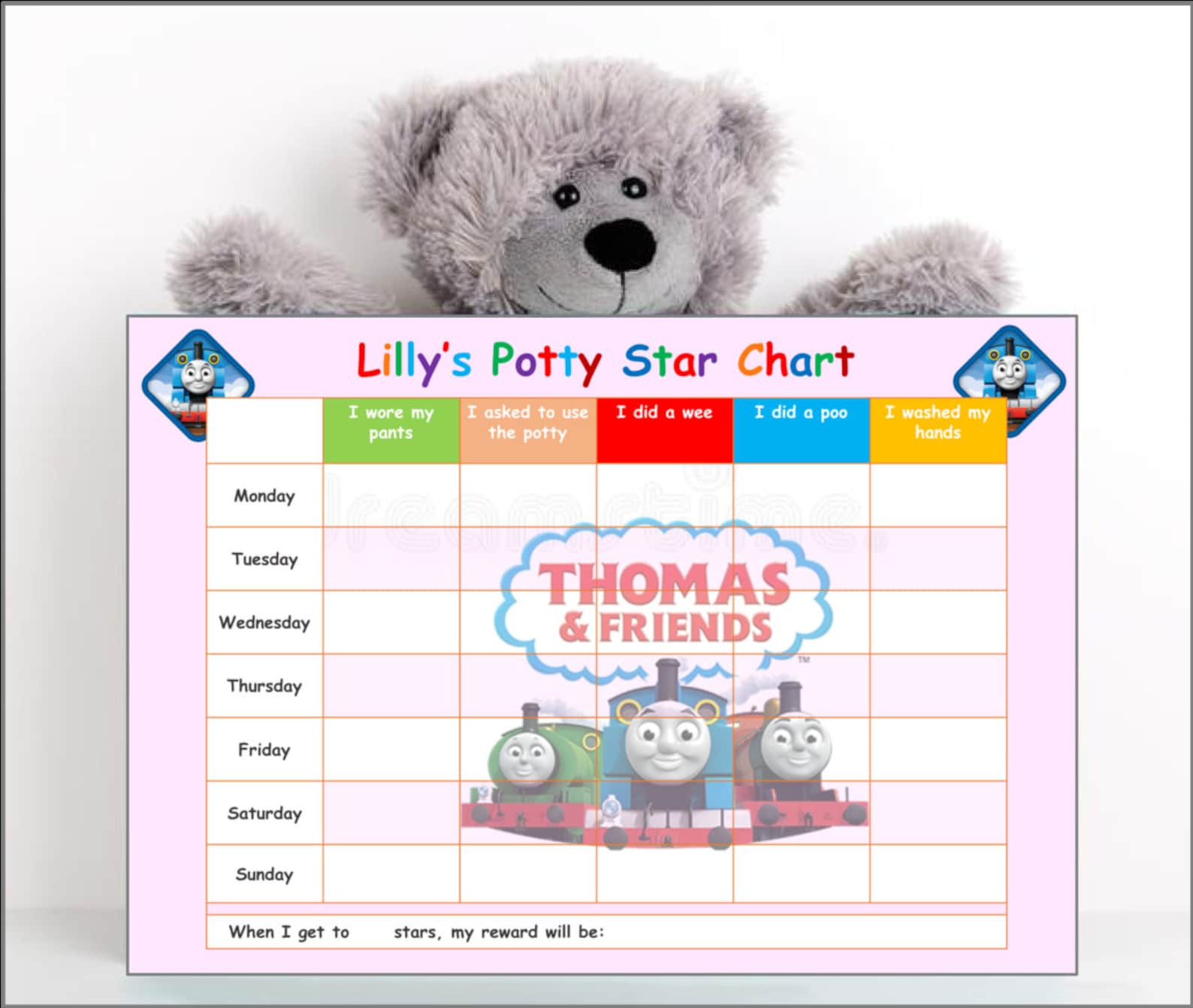 POTTY TOILET TRAINING Reward Star Chart Personalised Girls - Etsy