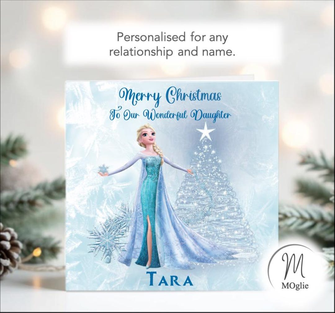Personalised Frozen Elsa CHRISTMAS Card for Granddaughter Daughter ...