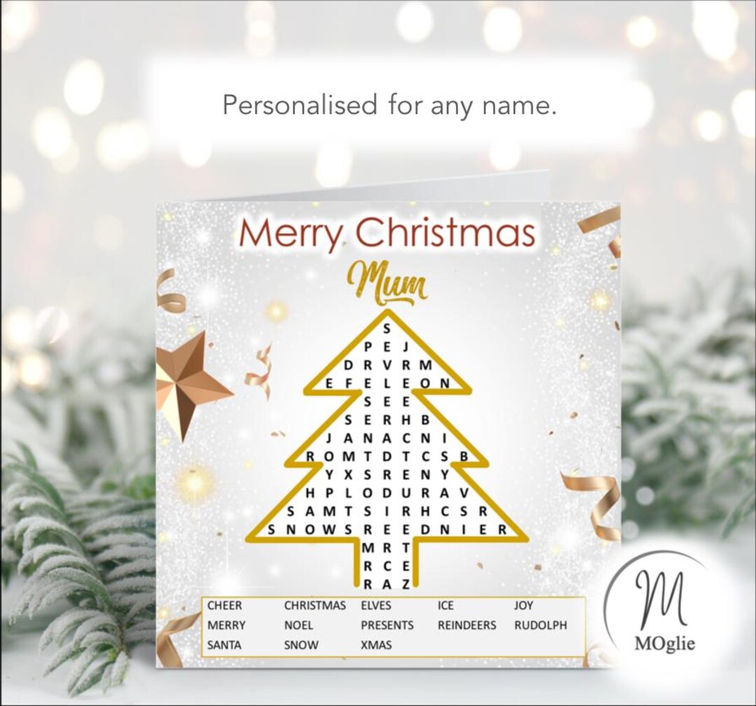 Personalized Christmas Word Search Card: Fun, Unique Holiday Greeting ...