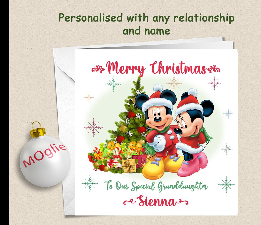 Personalised Christmas Xmas Card Mickey Minnie Mouse Kid's - Etsy