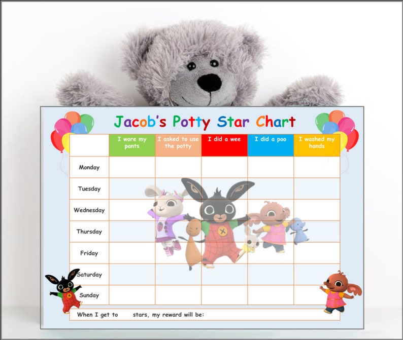 POTTY TOILET TRAINING Reward Star Chart Personalised Girls - Etsy