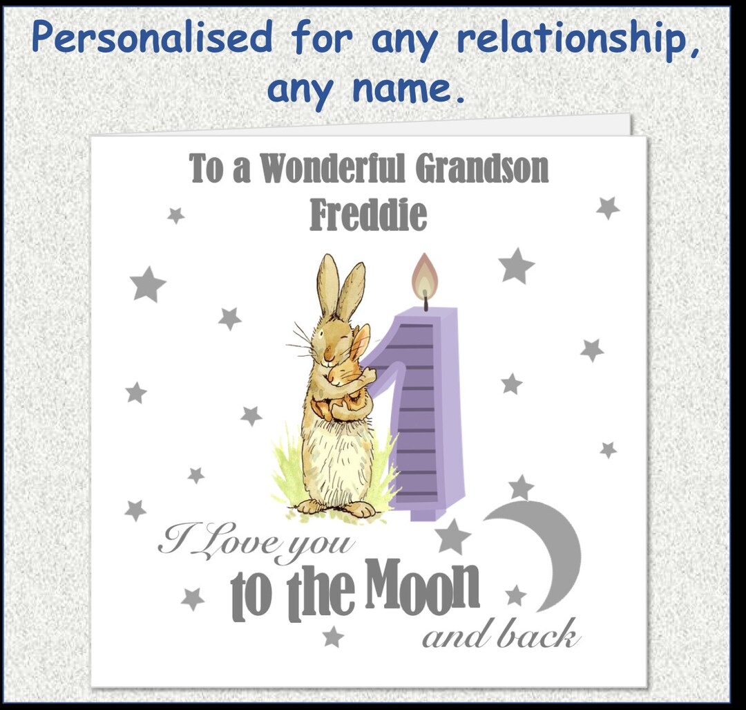 Personalized Moon and Back Birthday Card - Etsy UK