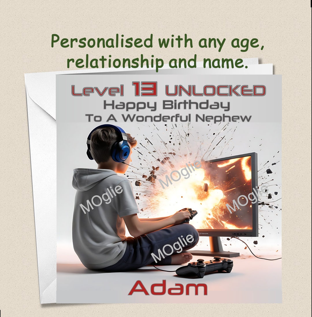 Personalised Gamer Birthday Card for Teen Boy, Video Game Birthday Card ...