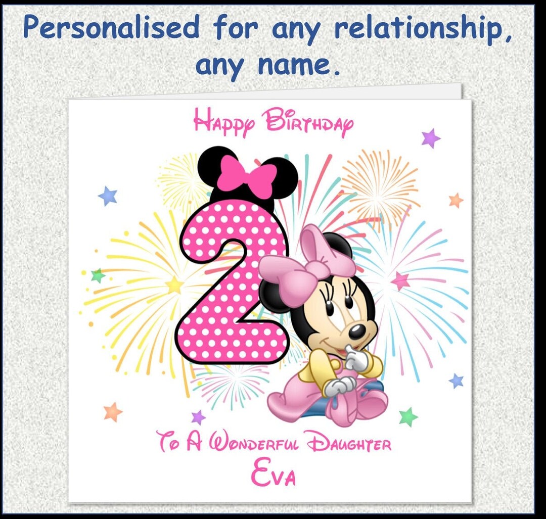 Personalised 2nd Birthday Card Minnie Mouse Daughter - Etsy