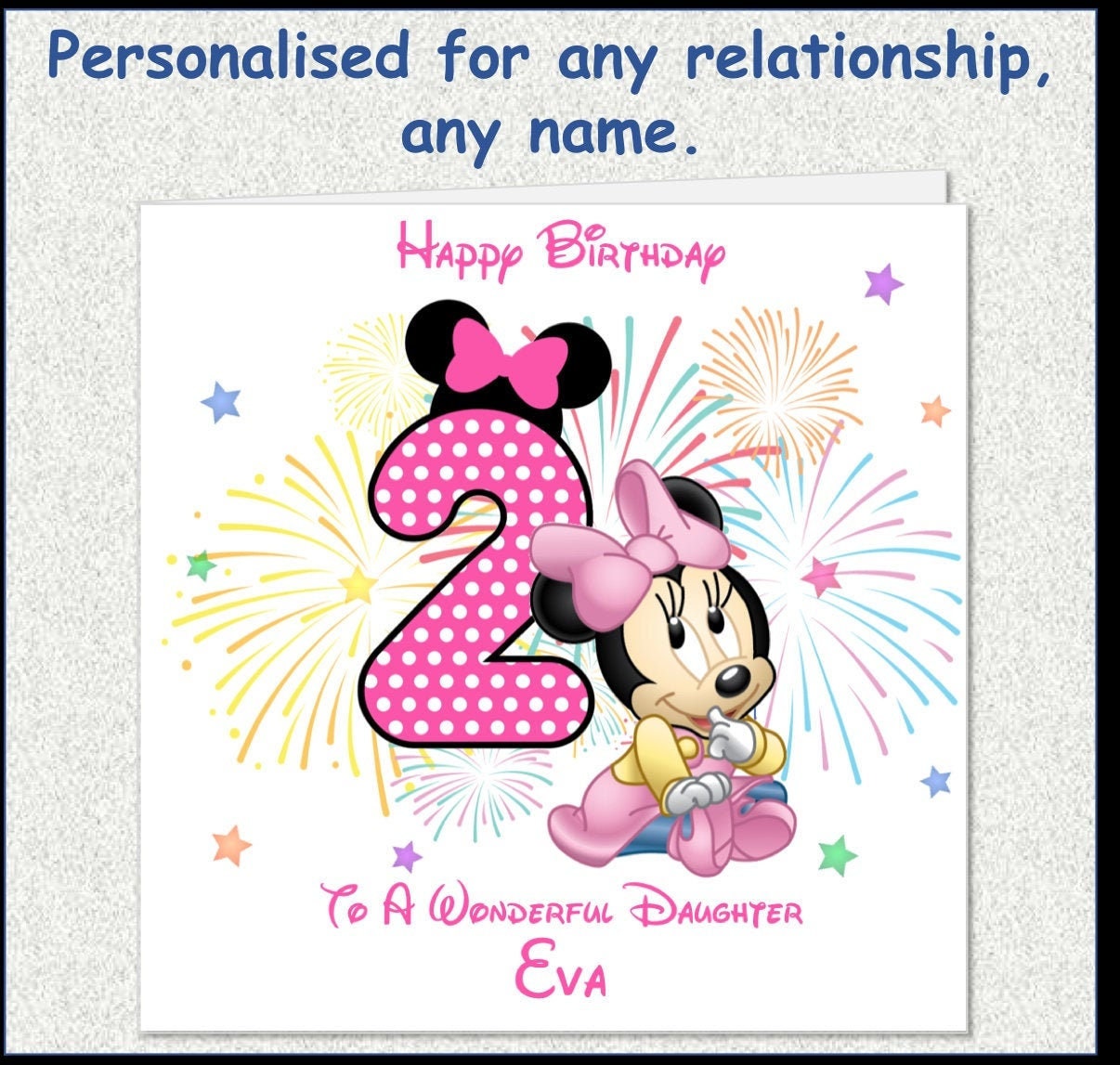 Personalised 2nd Birthday Card Minnie Mouse Daughter - Etsy