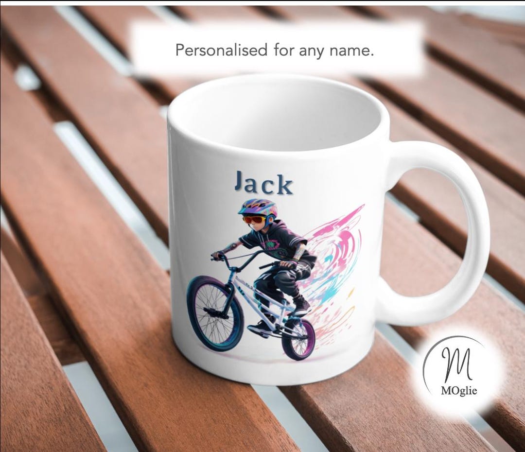 Personalised BMX Rider Mug – Cool Gift for Kids Who Love Bikes. Perfect ...