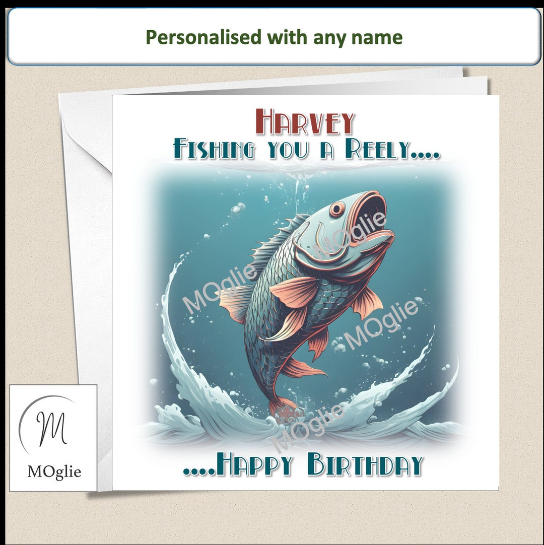 Personalized Fishing Birthday Card for Him - Etsy