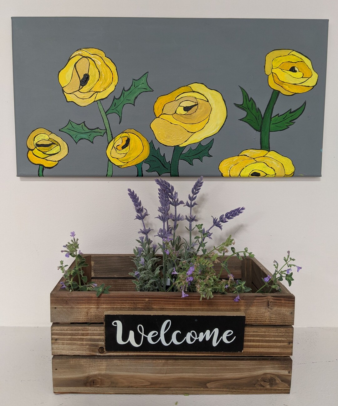 Yellow Roses - Acrylic on 10 by 20 Stretched Canvas - Etsy