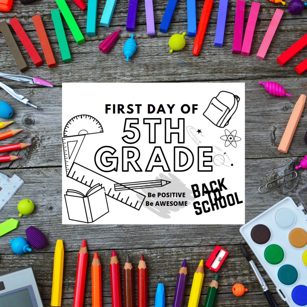 5th Grade Back to School Color Printable 8.5 X 11in - Etsy