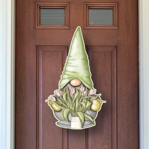 Happy Spring Gnome Door Hanger Sign, Wreath Sign, Wreath Supplies ...