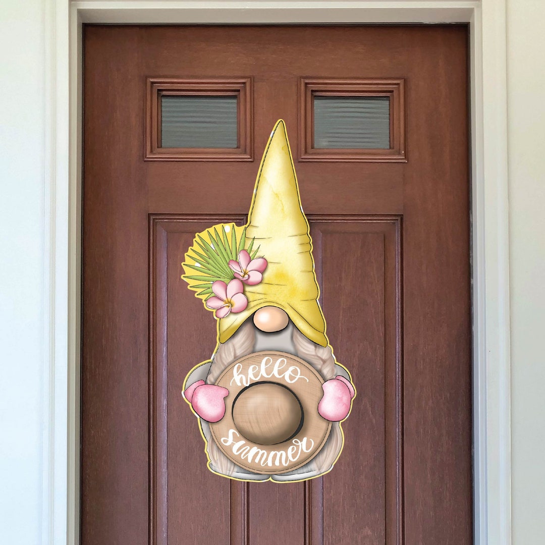 Hello Summer Gnome Door Hanger Sign, Wreath Sign, Wreath Supplies ...