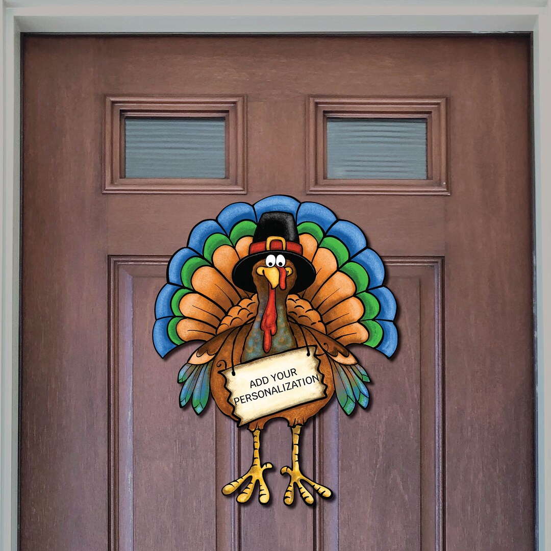Fall Turkey With Sign Door Hanger Sign, Wreath Sign, Wreath Supplies ...