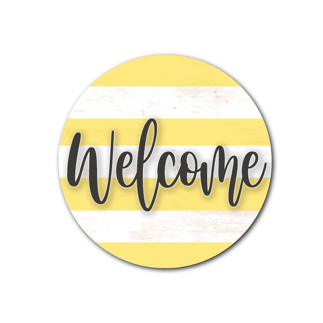 Welcome Yellow Stripes Door Hanger Sign, Wreath Sign, Wreath Supplies ...