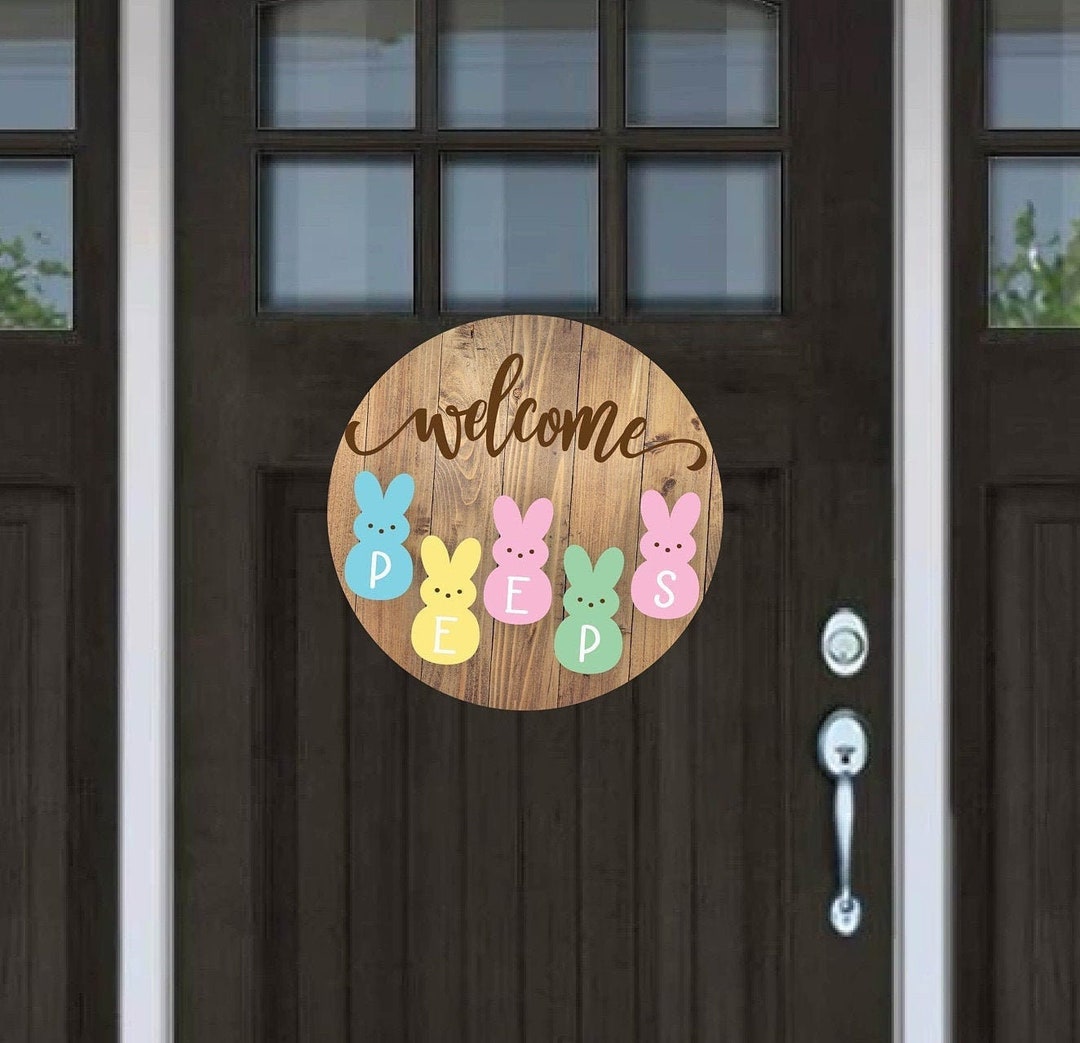 Welcome Peeps Door Hanger: Easter Wreath Sign - Etsy