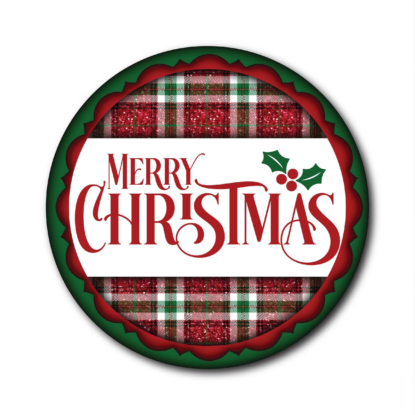 Merry Christmas Plaid Wood Sign, Wreath Attachment, 12 Inch - Etsy