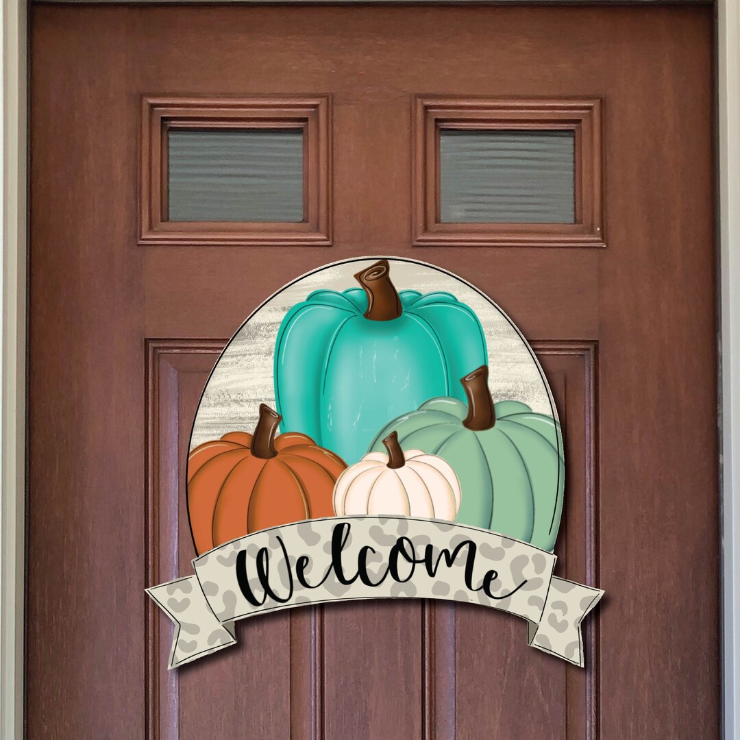 Welcome Pumpkins Door Hanger Sign, Wreath Sign, Wreath Supplies, Wreath ...