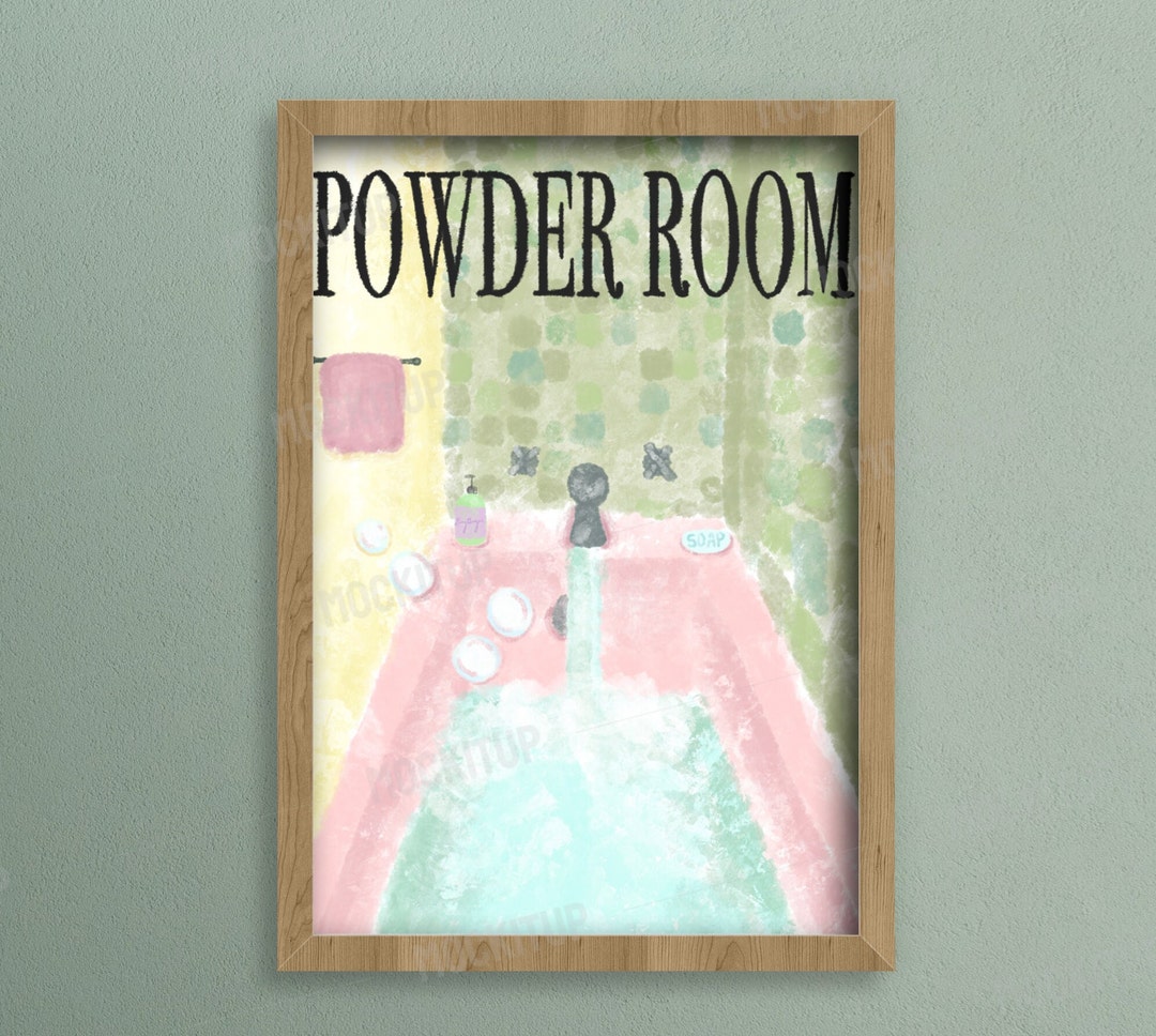 Powder Room Digital Download PNG Print Bathroom Wall Art Vintage - Etsy