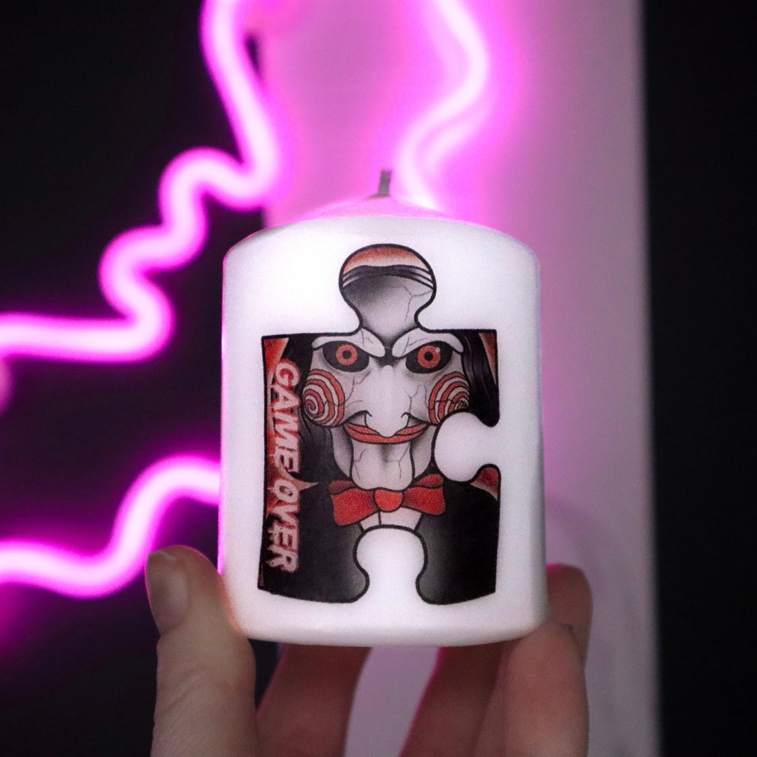 Jigsaw/billy the Puppet Mini Pillar Candle - Etsy