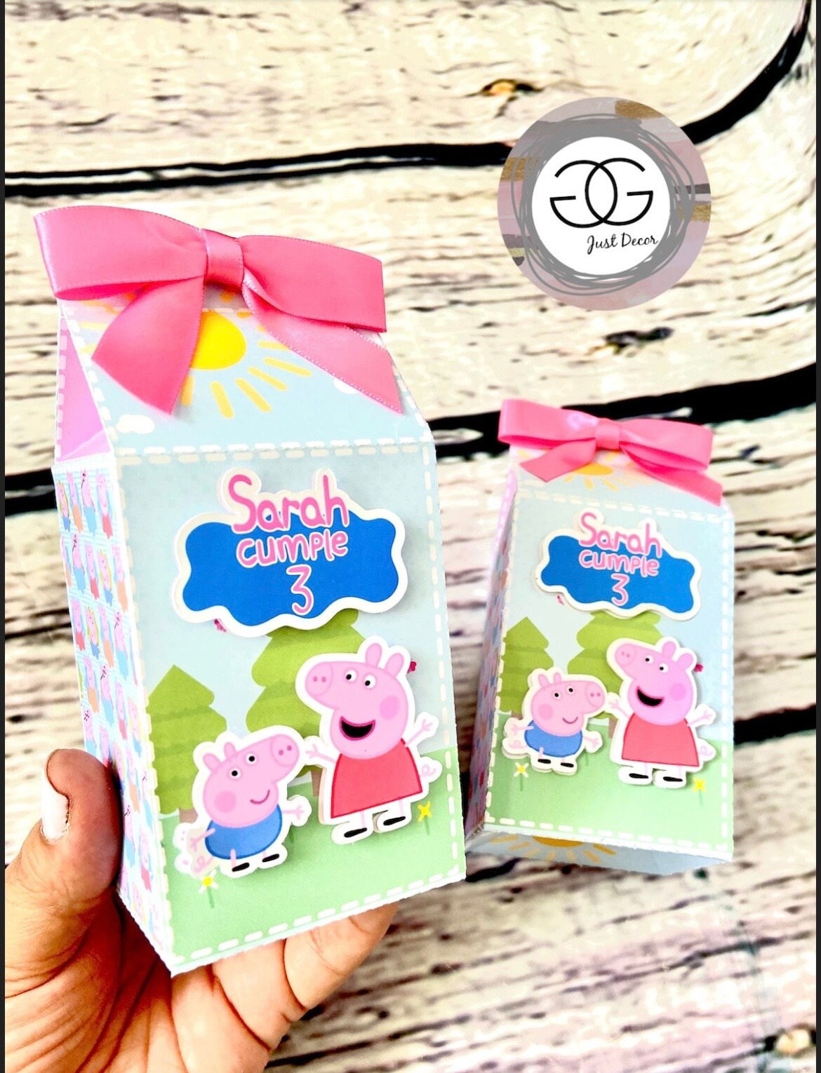 Peppa Pig Themed Milk Carton Favor Boxes Props Party Pig Birthday 1st ...