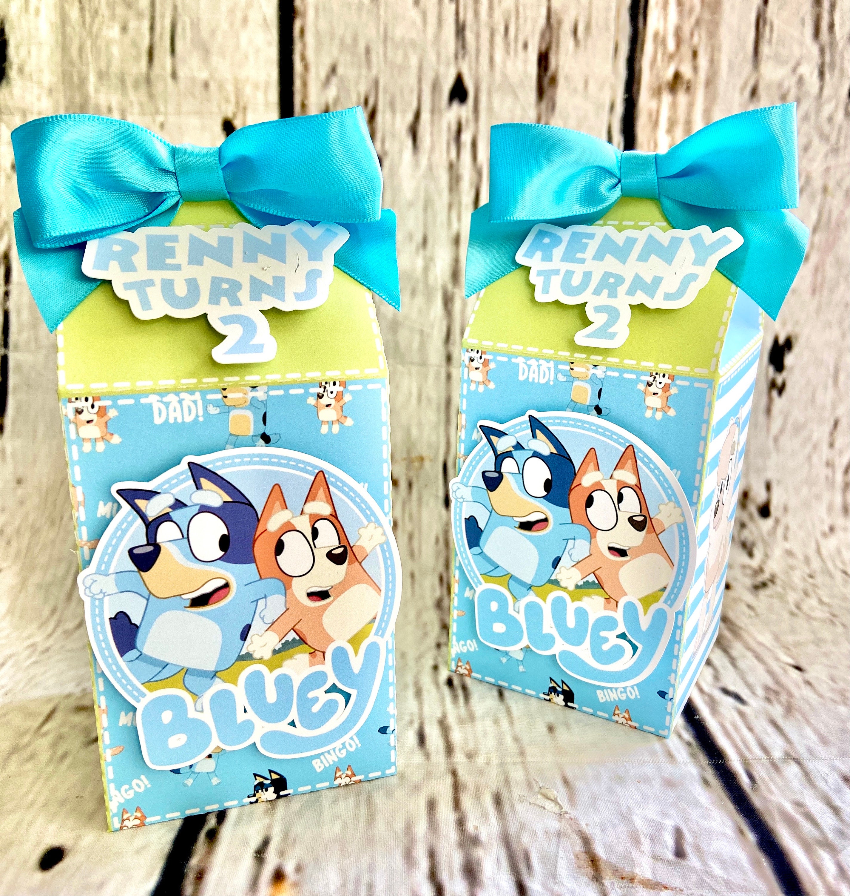 Bluey Dog Pink Blue Themed Milk Carton Favor Boxes Props Party Bluey ...