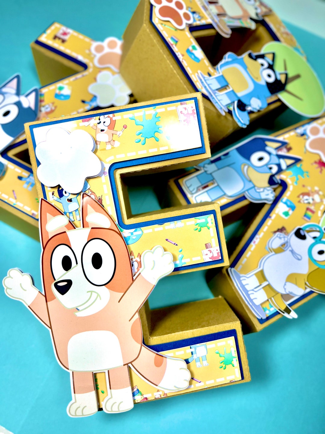 Boy Blue Dog 3D Letters, Blue Dog Birthday Party Bluey Bingo - Etsy