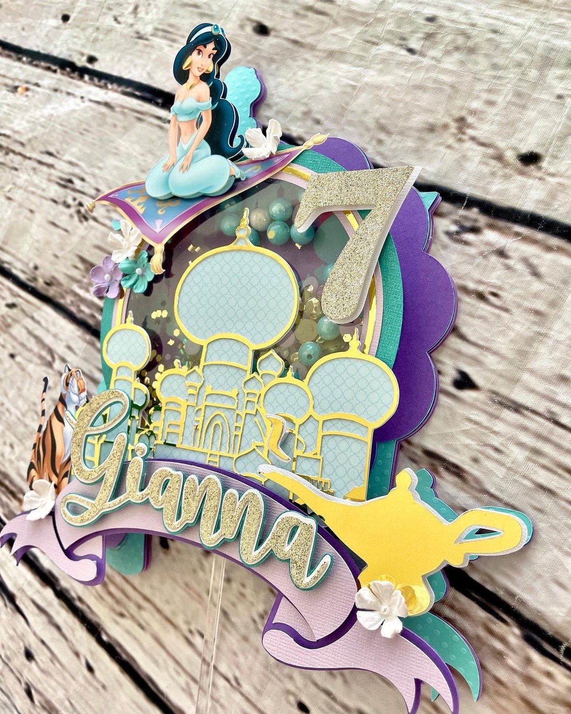 Princess Jasmine Shaker Cake Topper - Jasmine Party Decoration ...