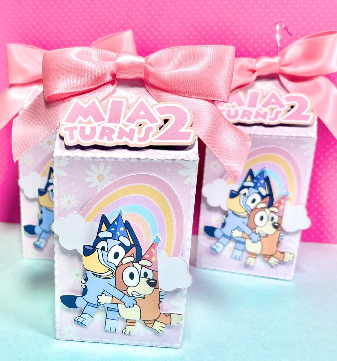 Bluey Dog Pink Blue Themed Milk Carton Favor Boxes Props Party Bluey ...
