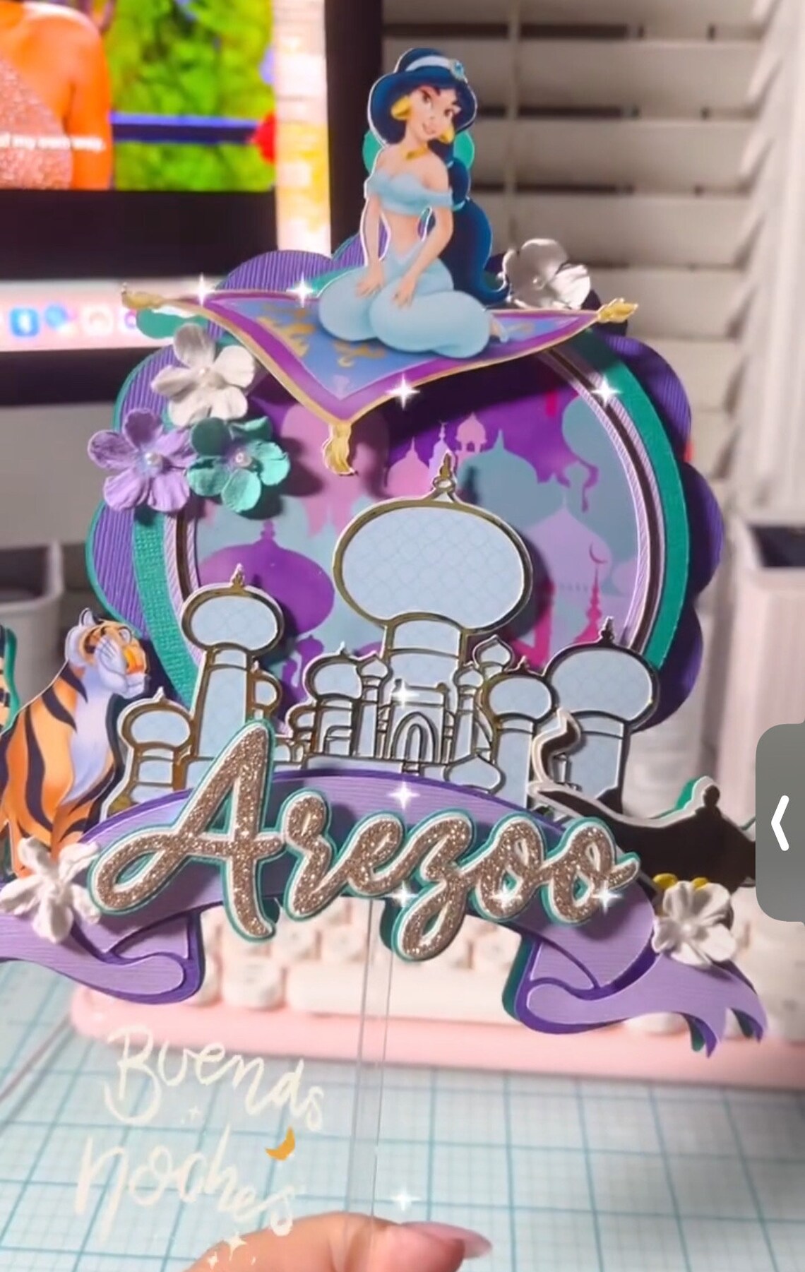 Princess Jasmine Shaker Cake Topper - Jasmine Party Decoration ...