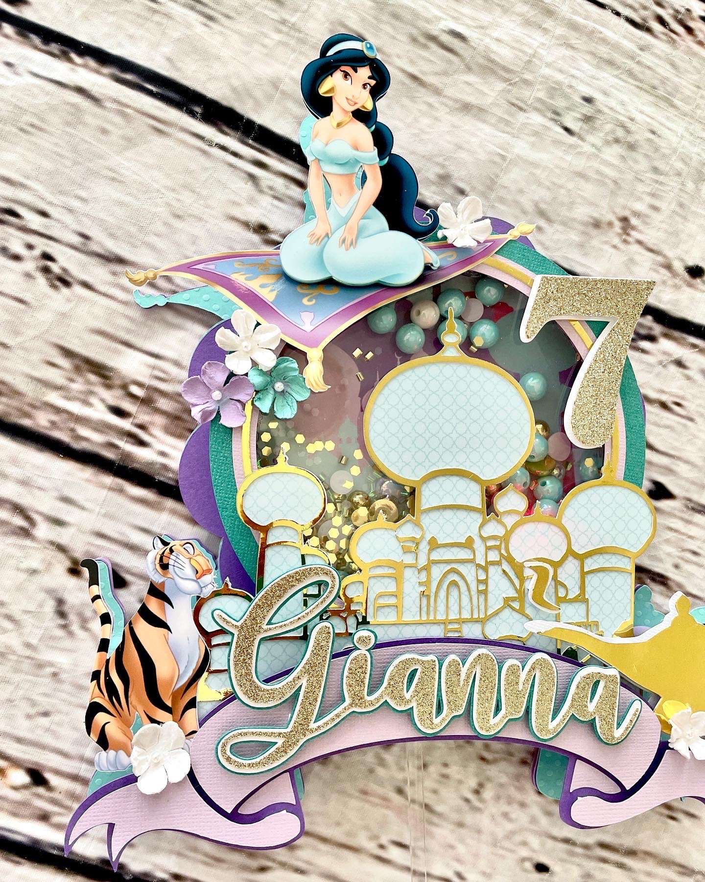 Princess Jasmine Shaker Cake Topper - Jasmine Party Decoration ...