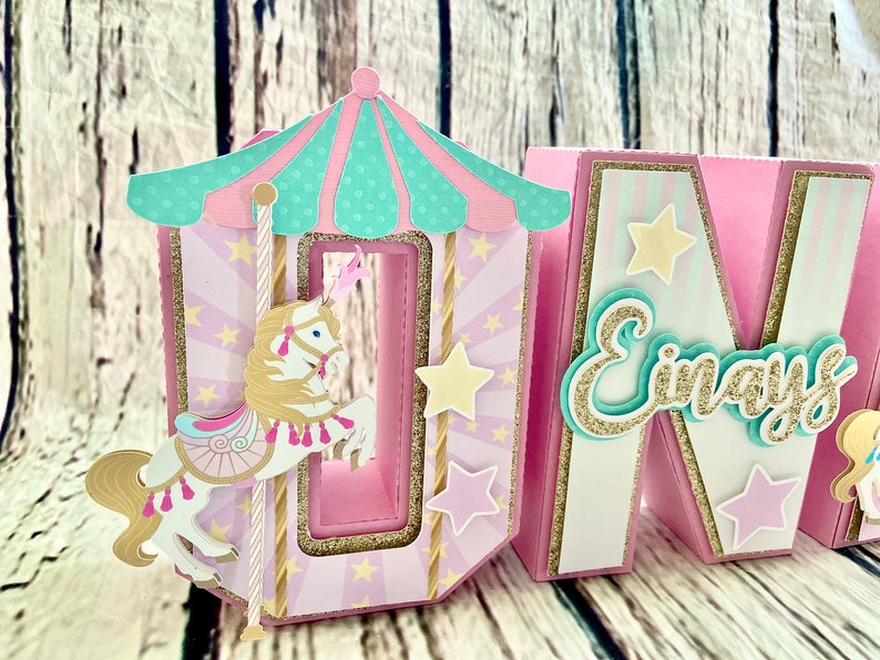 Carousel Pink Horse 3D Letters, Carousel Carnival Birthday Party - Etsy