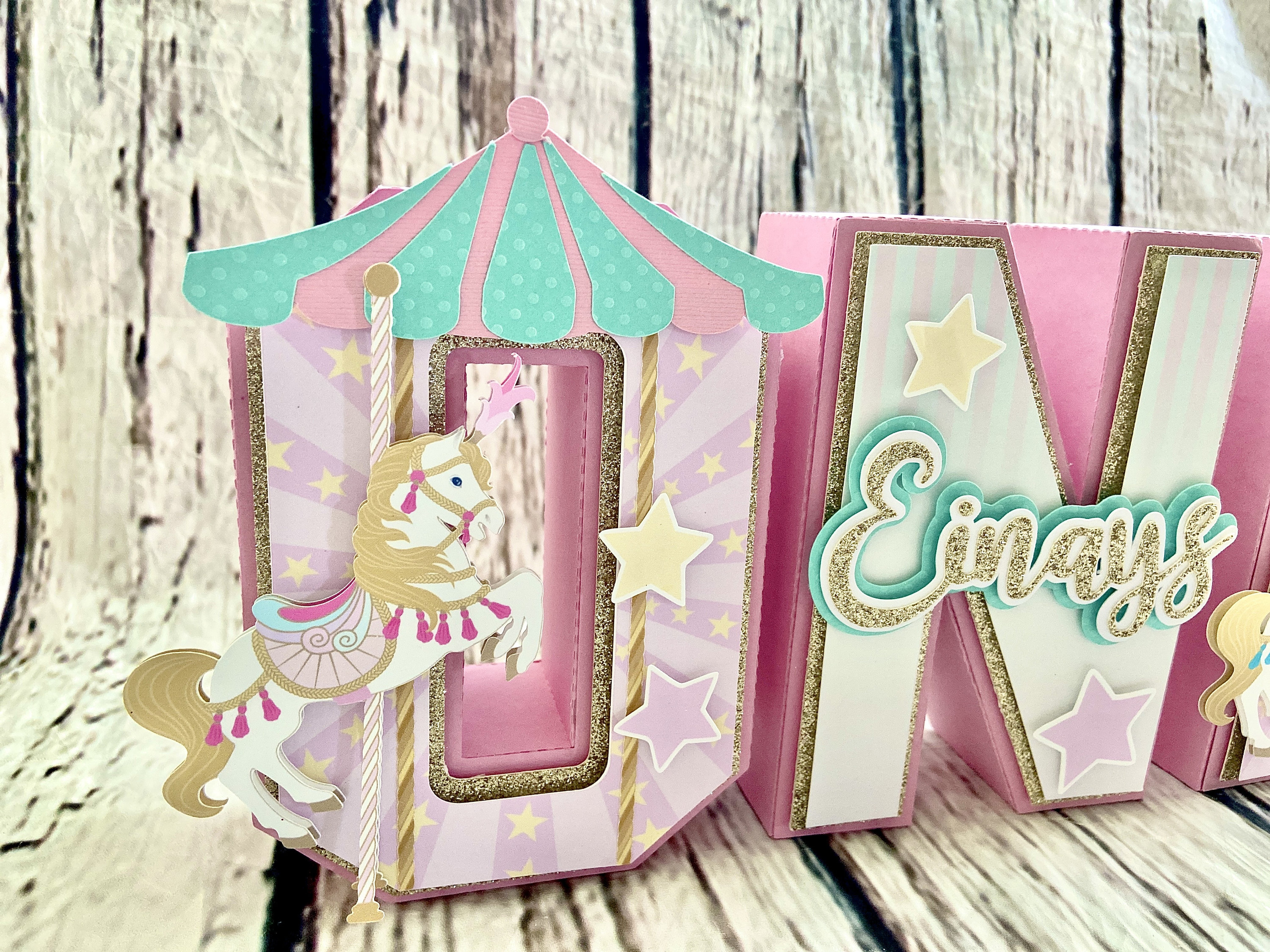 Carousel Pink Horse 3D Letters, Carousel Carnival Birthday Party - Etsy