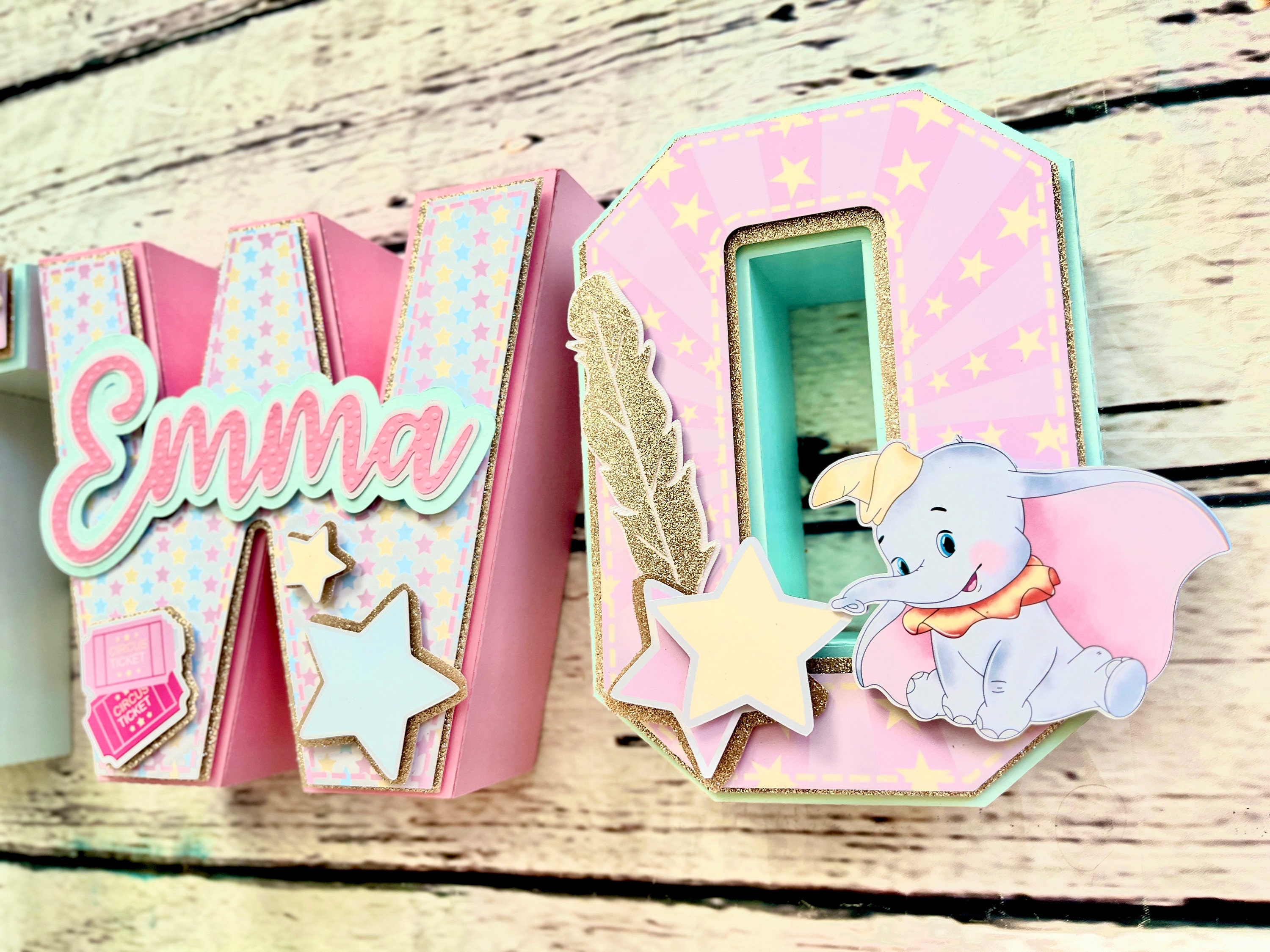 Elephant Circus 3D Letters, Dumbo Pink Birthday Party - Etsy
