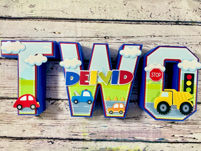Cars and Transportation 3D Letters, Cars and Transportation Party - Etsy