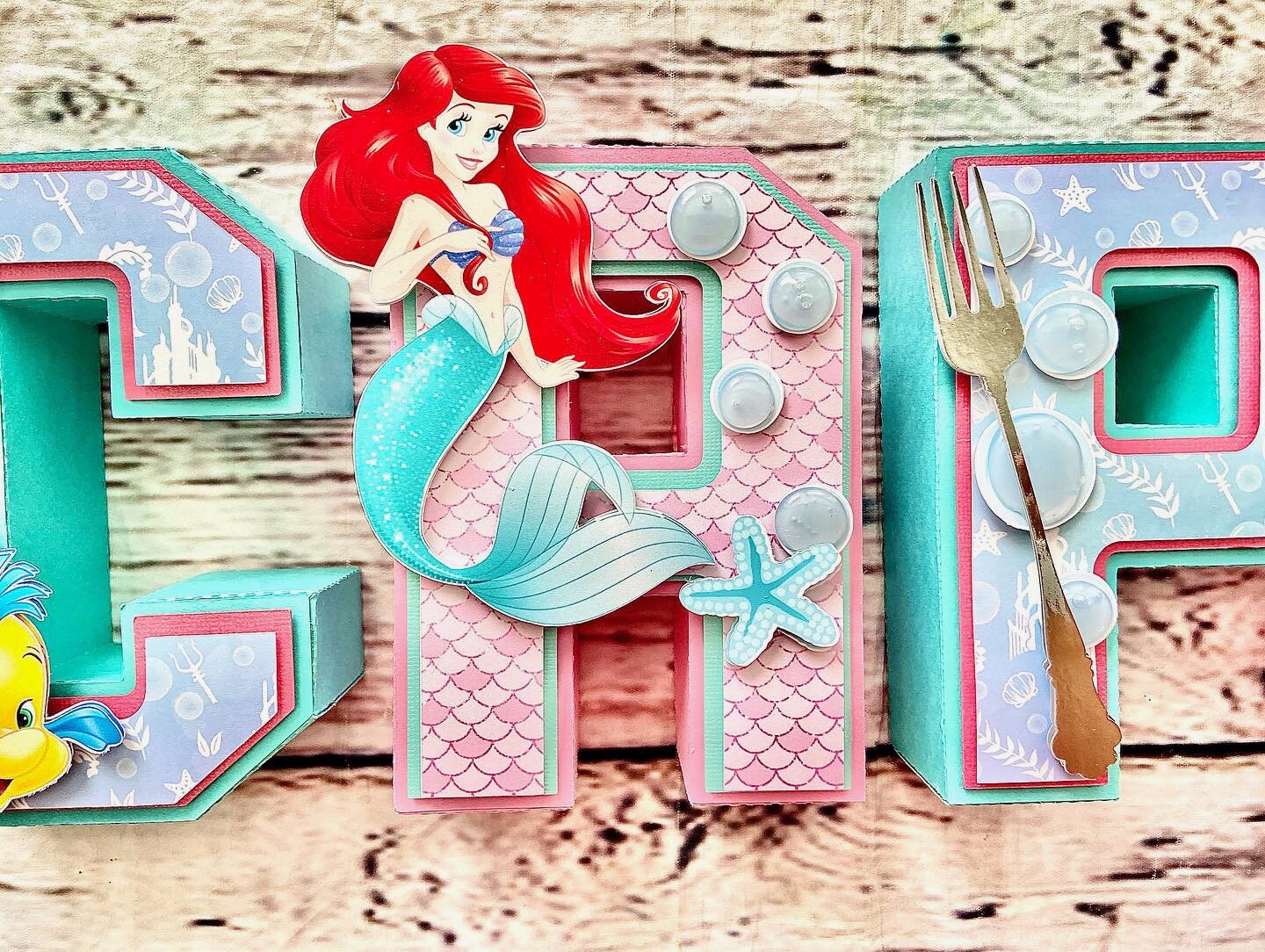 Little Mermaid 3D Letters, Ariel Mermaid Party Little Mermaid Birthday ...