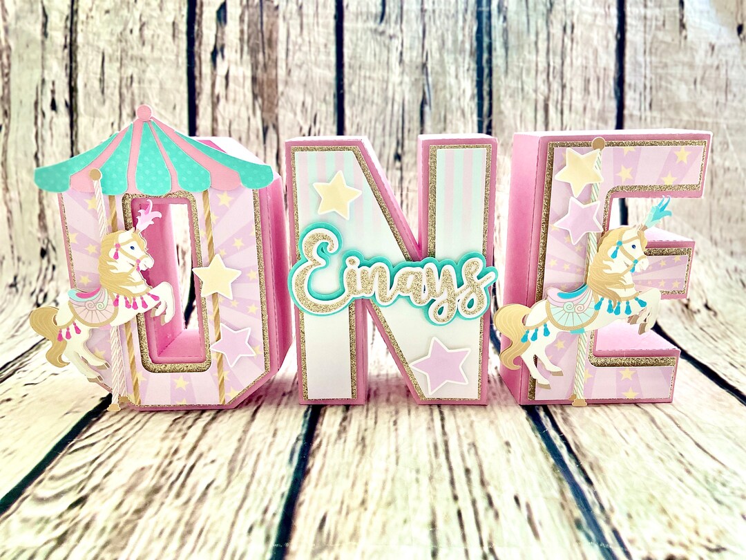 Carousel Pink Horse 3D Letters, Carousel Carnival Birthday Party - Etsy