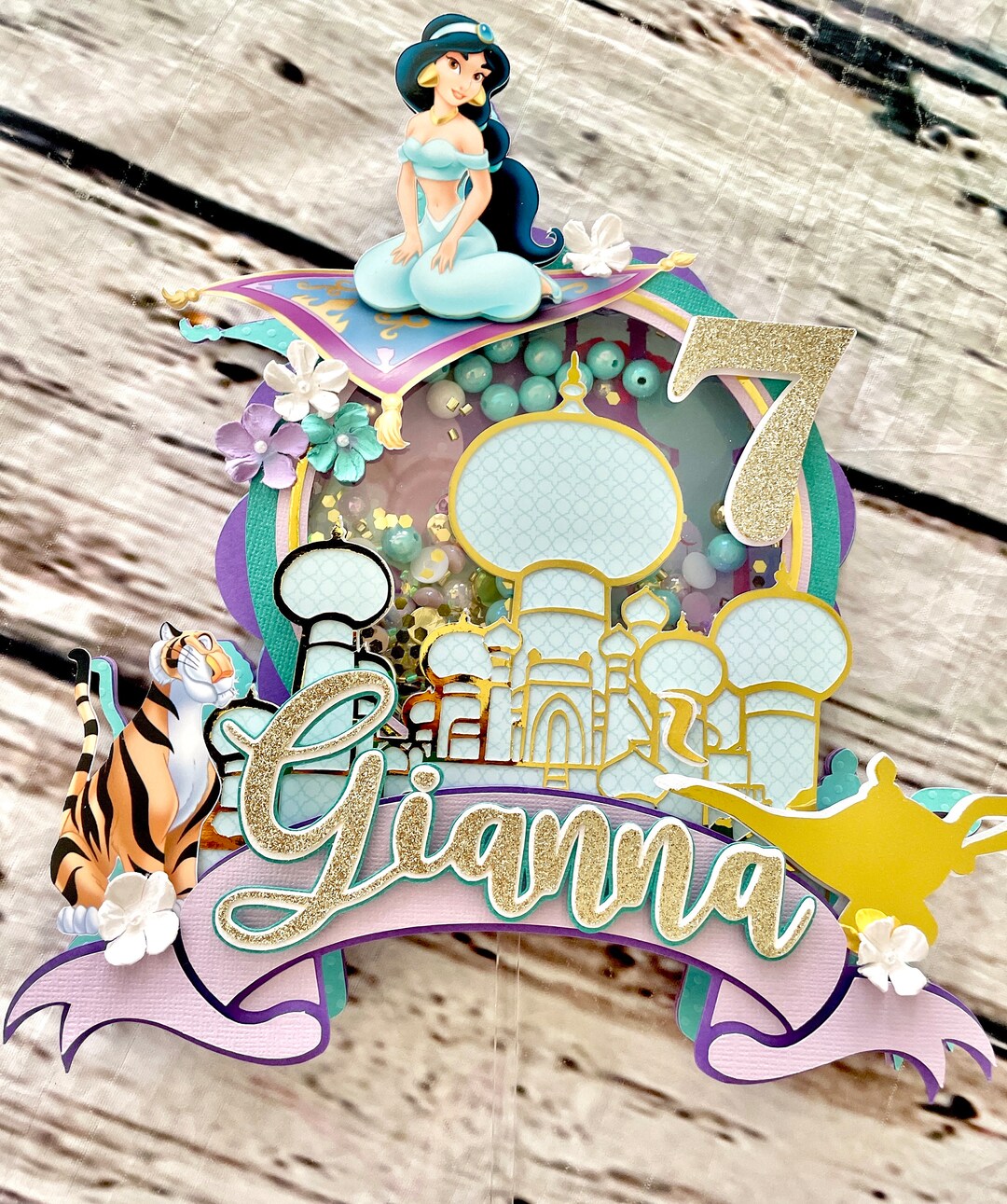 Princess Jasmine Shaker Cake Topper - Jasmine Party Decoration ...