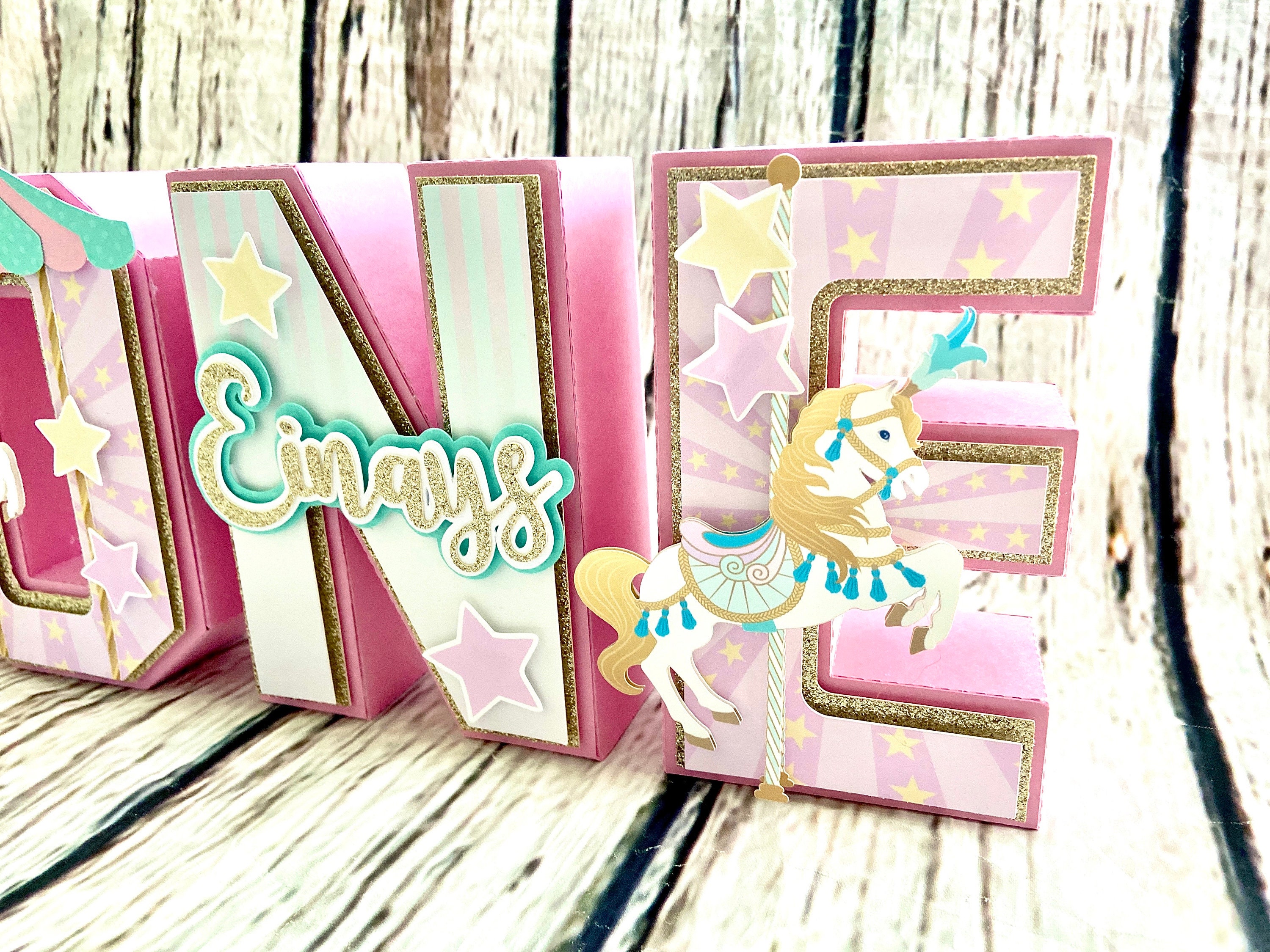 Carousel Pink Horse 3D Letters, Carousel Carnival Birthday Party - Etsy