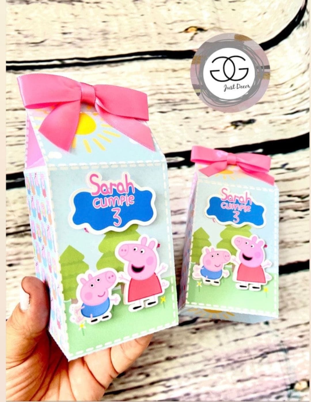 Peppa Pig Themed Milk Carton Favor Boxes Props Party Pig Birthday 1st ...