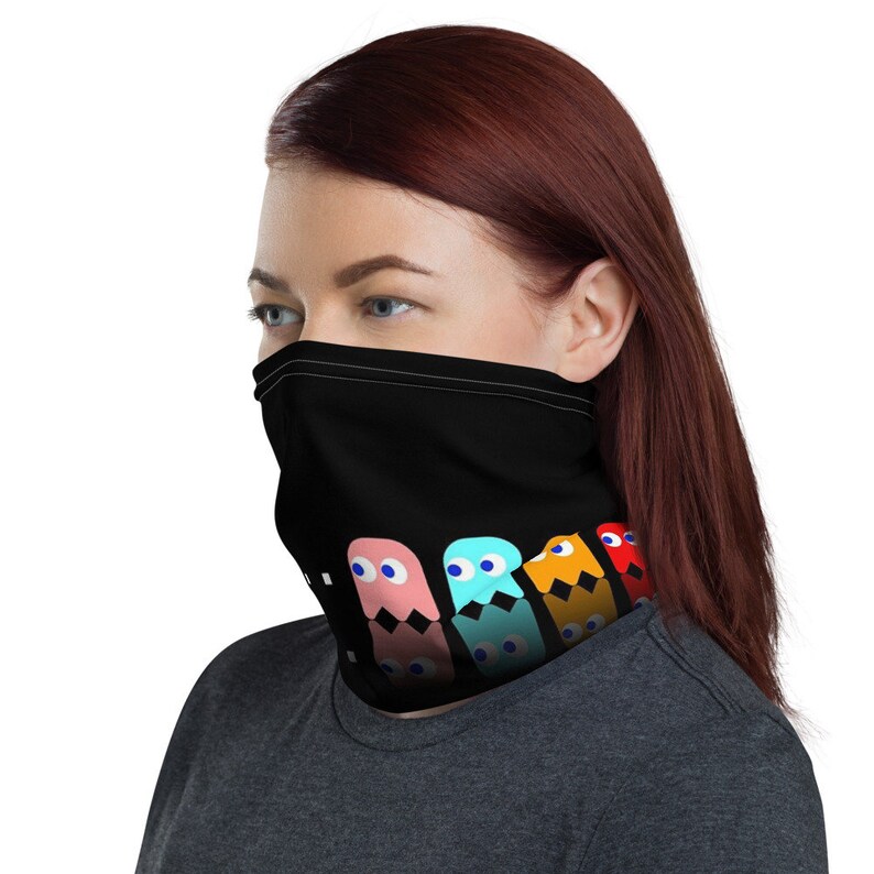Pac-Man Face Mask Unisex Mask Black Protective Mask Neck | Etsy