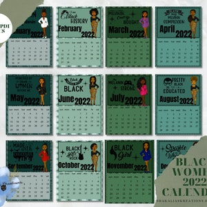Art & Collectibles Printable Black Women Clipart Calendar 2022 Digital ...