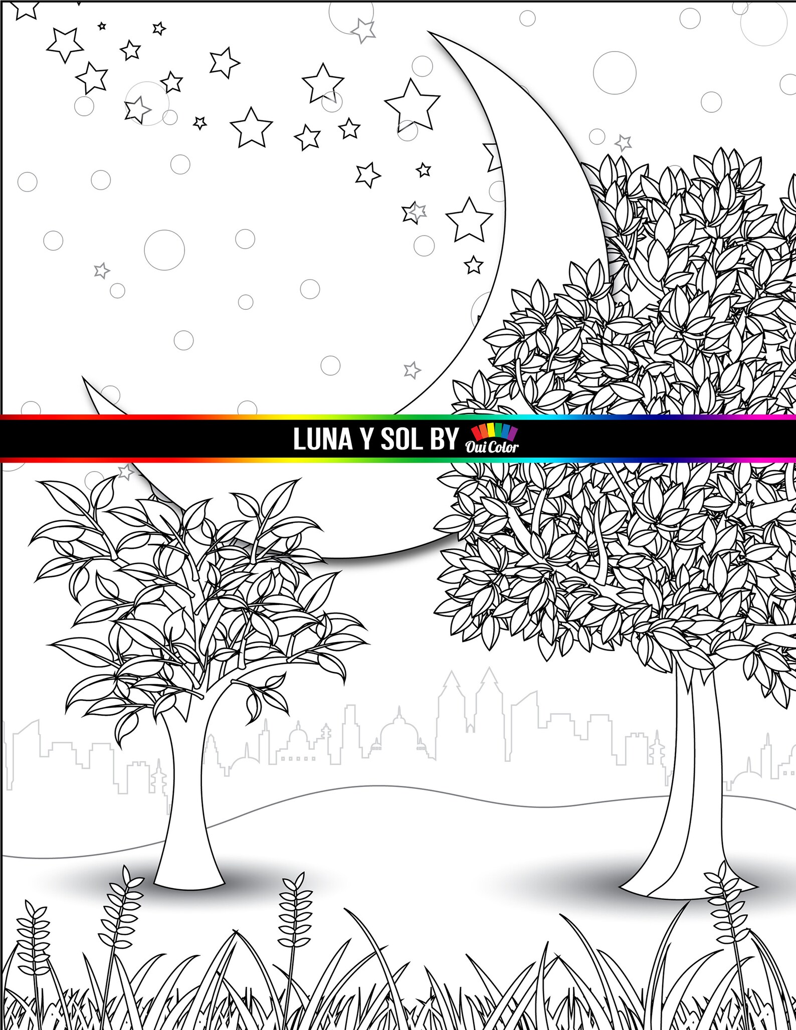 Sun Moon Stars Printable Adult Coloring Pages | Luna Y Sol: Adult ...