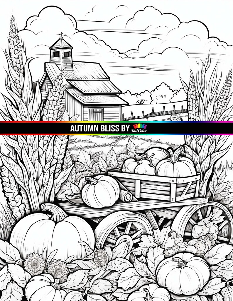30 Autumn, Pumpkins, Orchards, Leaves Coloring Pages | Fantasy Coloring ...