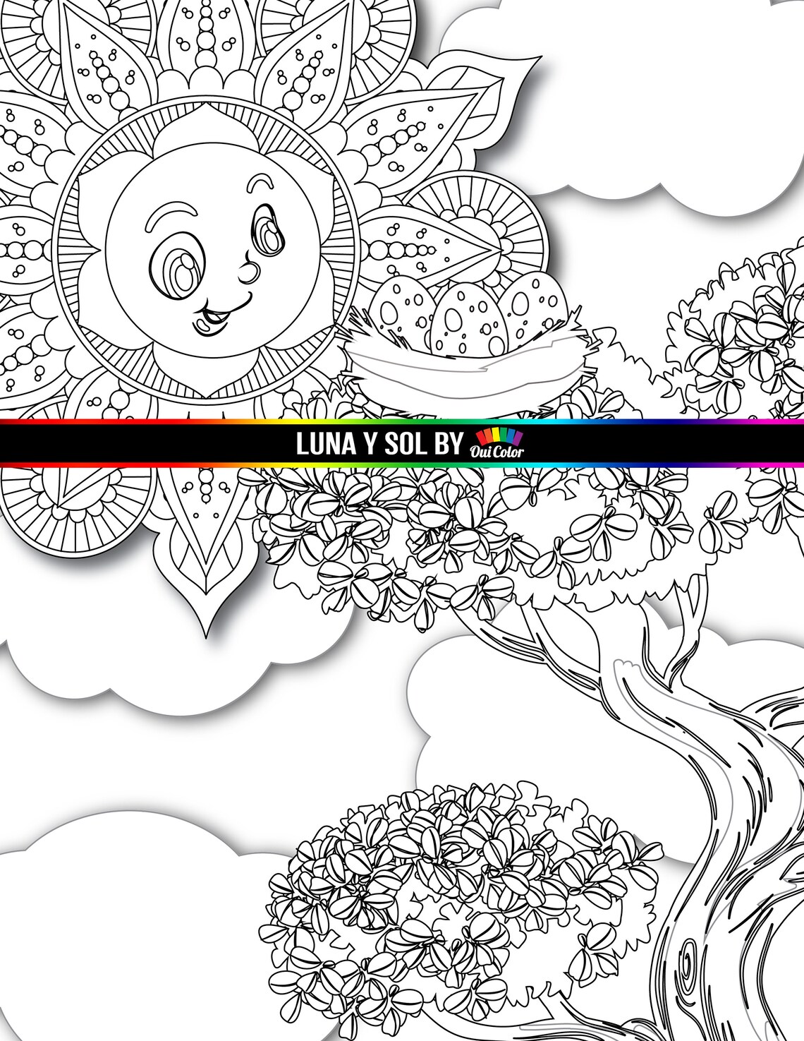 Sun Moon Stars Printable Adult Coloring Pages Luna Y Sol: - Etsy
