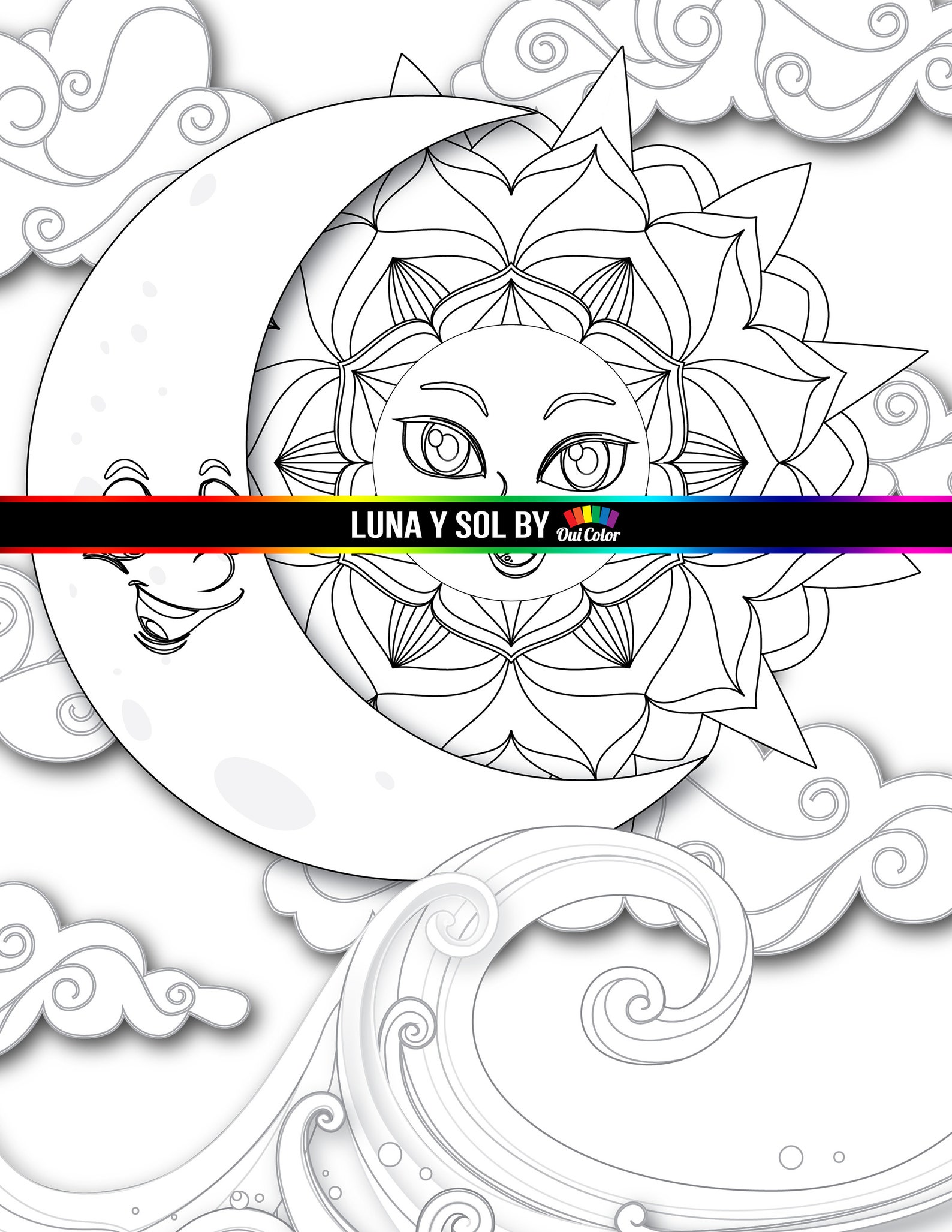 Sun Moon Stars Printable Adult Coloring Pages | Luna Y Sol: Adult ...